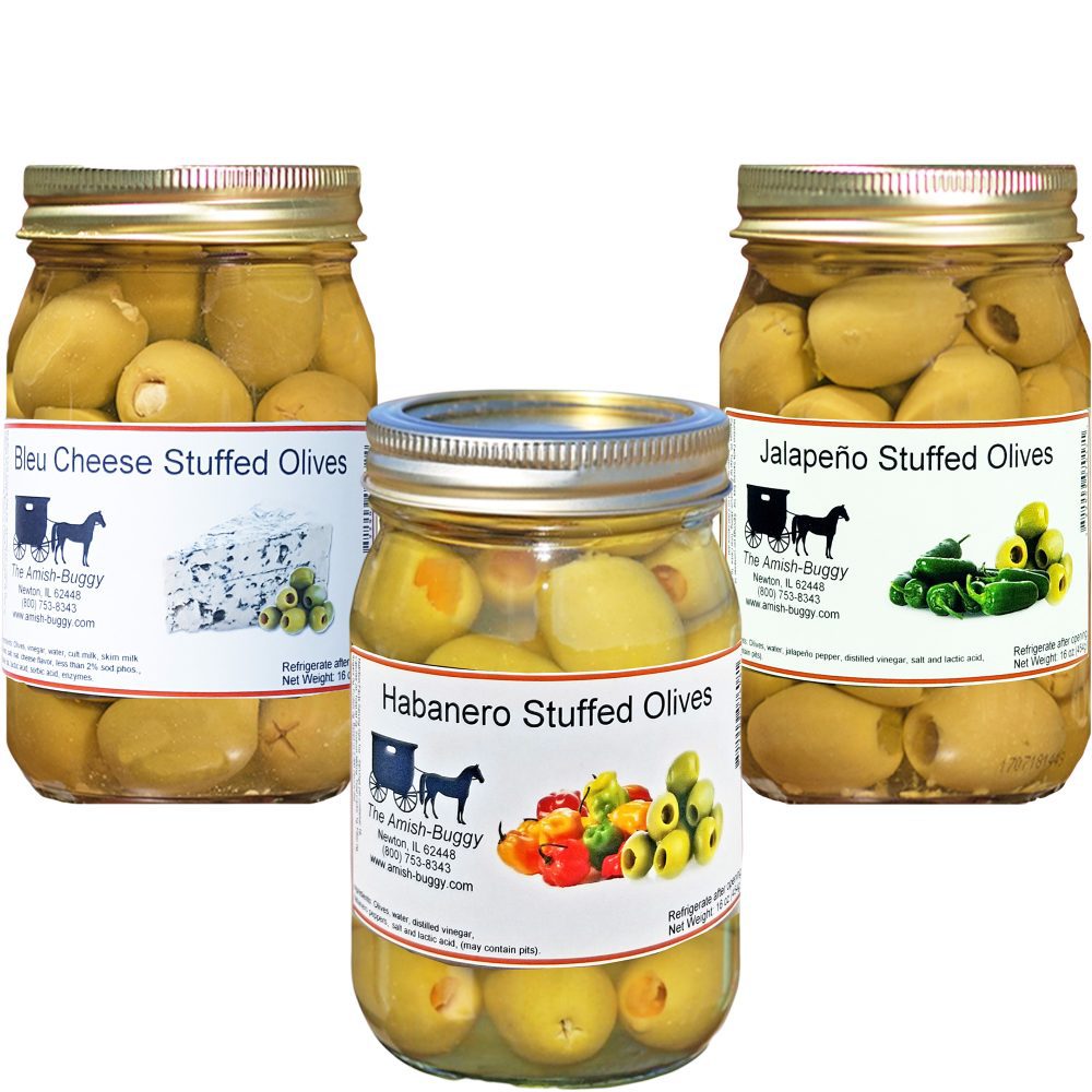 Stuffed Olives 16 oz. Jar (Mix or Match 2 Flavors) | Arndt's Fudgery LLC